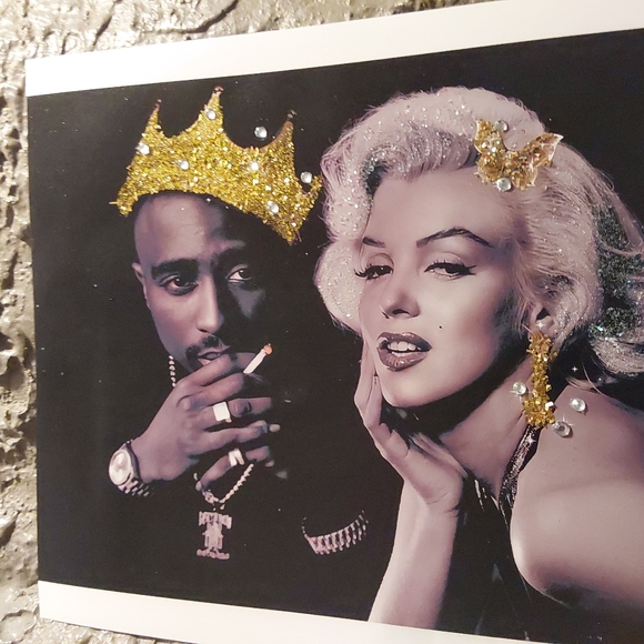Marilyn Monroe | Art | Marilyn Monroe And Tupac Art Gold Glittered ...